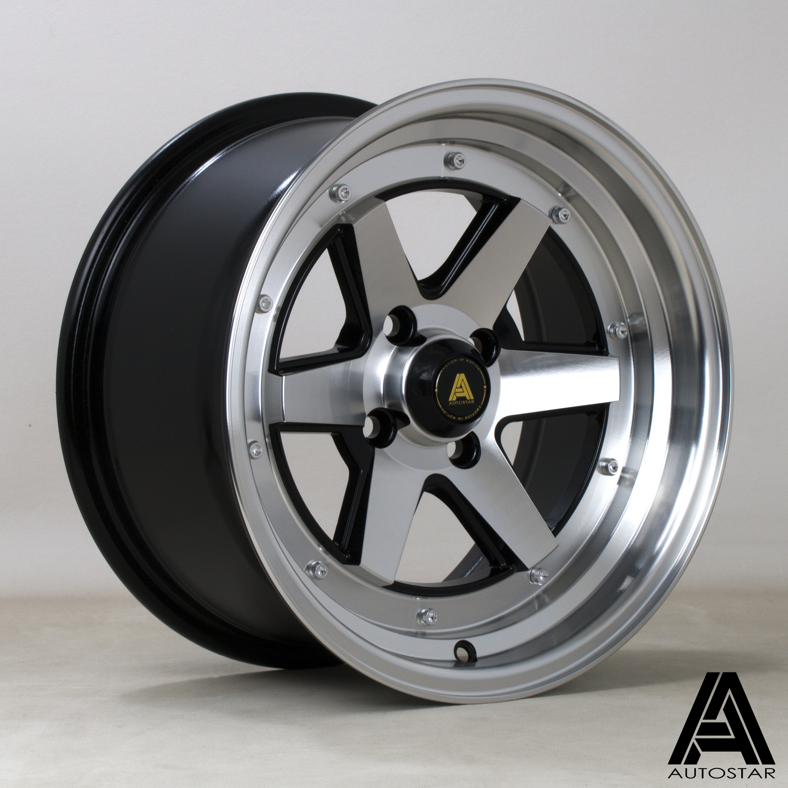 AutoStar Magic 15x8.0 4x100 ET20 Black with Machined Face and Polished Lip